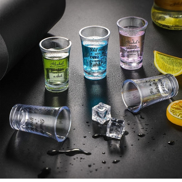 no brand | Dining | 6 Packs 8 Styles Acrylic Clear Party Shot Glasses ...